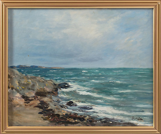 FOLKE ÖSTRÖM. Coastal landscape, oil on Board, signed. Art - Paintings ...