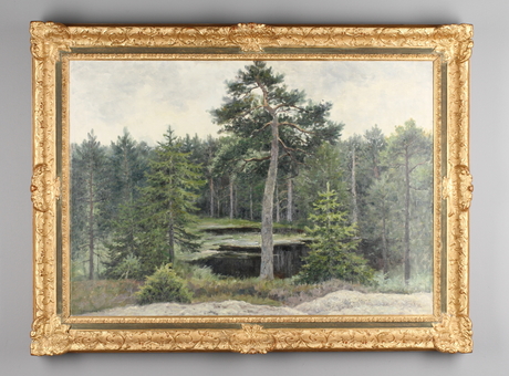 PER SUNDBERG. Forest landscape. Oil on canvas. Signed and dated 1942 ...