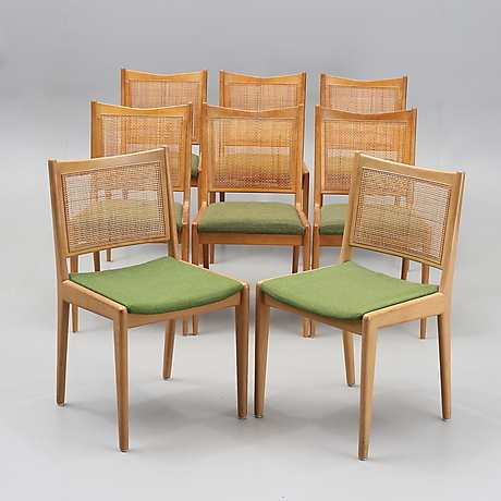 KARL-ERIK EKSELIUS. Stolar med flätad rygg, 8 st, ek, J O Carlsson ...