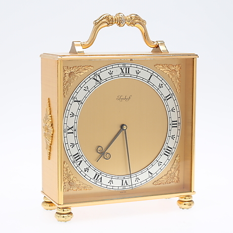 TABLE CLOCK, brass, Imhof. Clocks & Watches - Mantel clocks - Auctionet