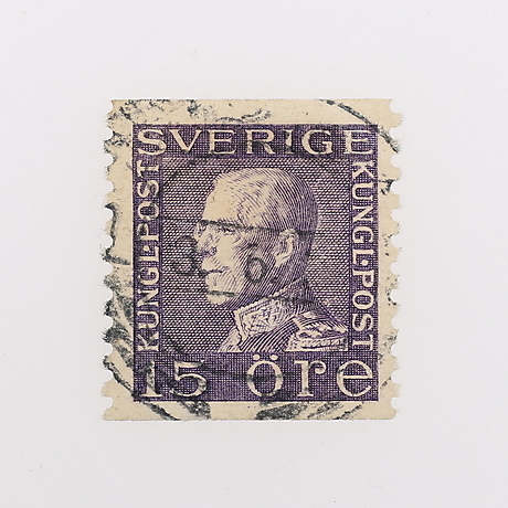 SWEDEN 1922: Gustav V, profile left, 15 öre with vm cx. Coins, Medals ...