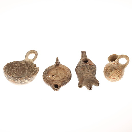 OIL LAMPS. CONTAINER. POT. Earthenware, possibly Roman period. Ceramics ...