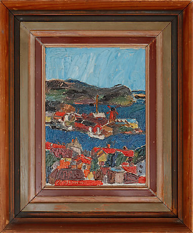 WILHELM HENNING. Kustbild, olja på pannå, signerad. Konst - Måleri ...