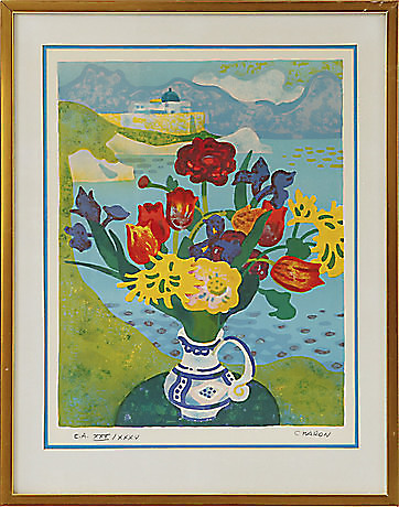 GUY CHARON. Still life, color lithograph, signed and numbered, EA XXX ...