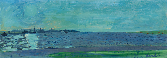 LARS HERDER. View of Öresund, oil on Board, signed. Art - Paintings - Auctionet