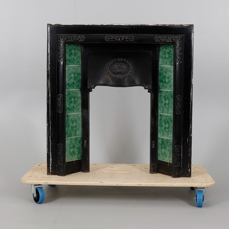 EN CAST IRON OCH GLAZED CERAMIC TILE INSET FIREPLACE I ART jugend STYLE ...