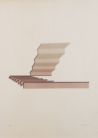 KARL MAGNUS. Komposition, färglitografi, signerad -77. Konst - Grafik ...