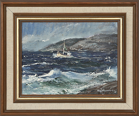 ALF JOHANSSON. Ship motif, oil on canvas, signed. Art - Paintings ...