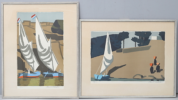 LARS NORRMAN. Color lithographs, 2 pcs., signed and numbered 25 and 170 ...