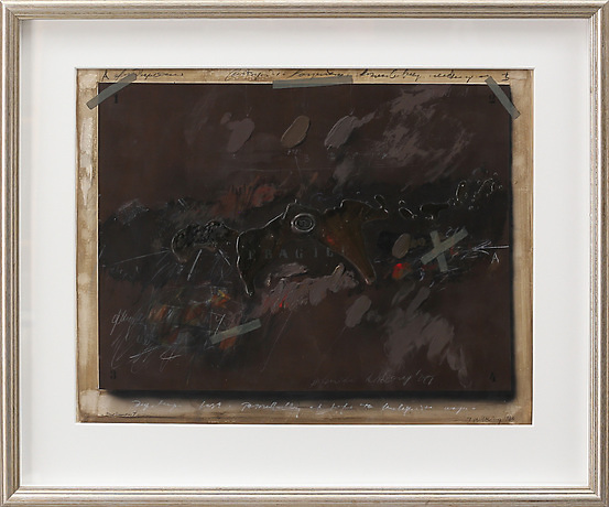 JÖRGEN WARING. Mixed media "Afrikka", signeerattu ja päivätty, J Waring ...