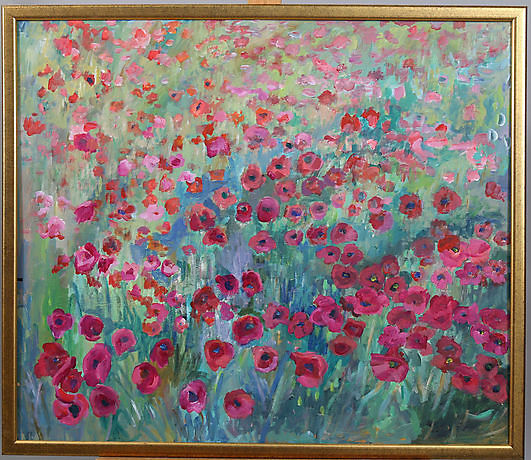 GERTRUD CARLSSON. Oil on Board, Poppy field, monogram signed GMC. Art ...