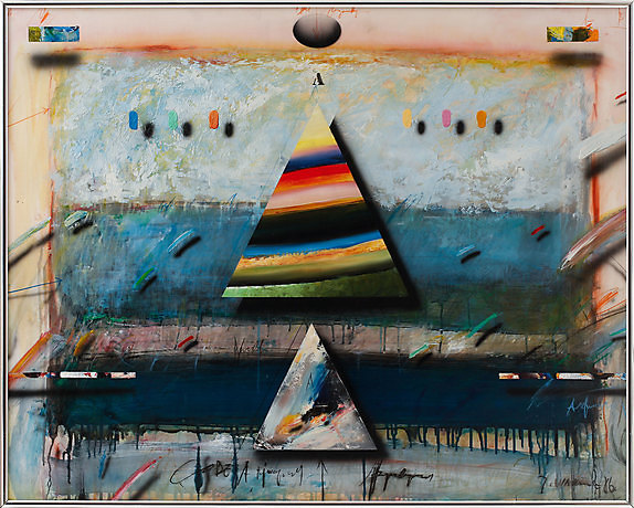 JÖRGEN WARING. Komposition med trianglar. Blandteknik och collage ...