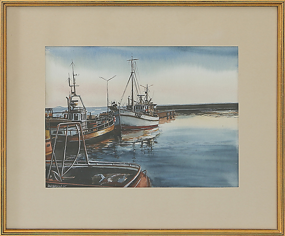 JAN CARLSON. AQUARELL, Port motif, signed and dated 1985. Art ...