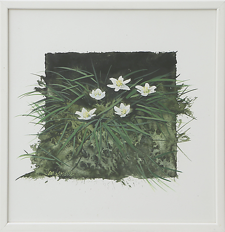 DAN LEONETTE. AKVARELL "Vitsippor" signerad 1988. Konst - Måleri ...