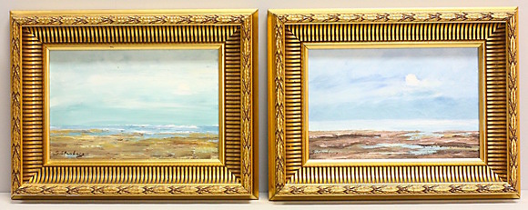 GUNNAR STENBERG. Olja på duk. 2 st tavlor, Kustmotiv. 29x19 cm. Konst - Måleri - Auctionet