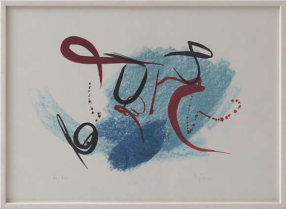 LARS SJÖGREN. "Signs against blue", lithography, sign o number 86/230 ...