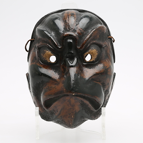 MINIATURE MASK, carved wood with lacquer work, Japan 1950s/60s ...