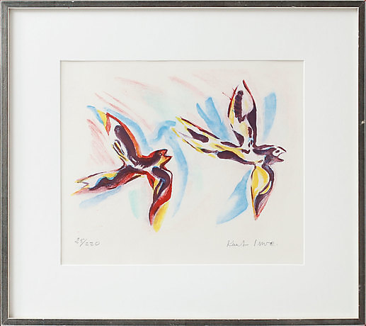 KNUT IRWE. Linnut, värilitografia, signeerattu ja numeroitu 25/220 ...