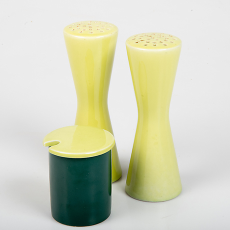 SOCKERSTRÖARE, SENAPSBURK, 3 delar, porslin, "Colorado", Stig Lindberg ...