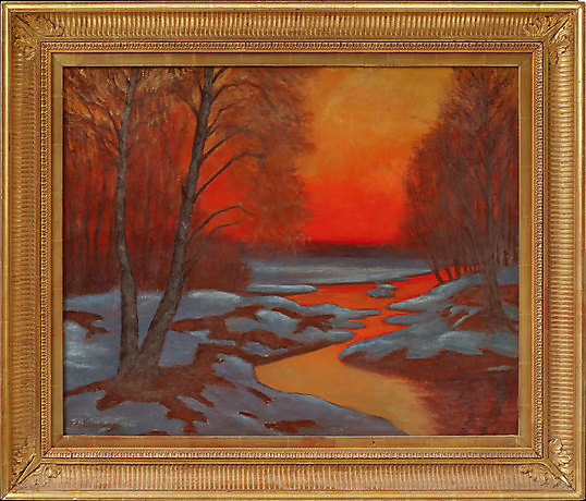 EDVARD ROSENBERG. Winter landscape in dusk, oil on canvas, signed. Art ...