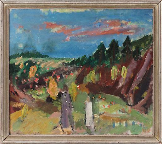 NILS NILSSON (1901-1949). Par i landskap. Olja på duk. Utförd 1930-31 ...