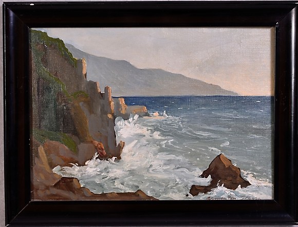 CAROLINE ARMINGTON. 1875-1939 "Motive from Tipasa" oil on Board bears ...