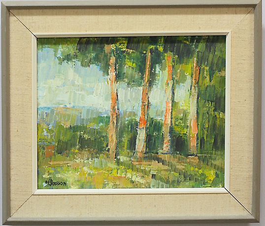 OLLE LARSSON. Forest landscape, Oil on Board, signed, 21x25.5. Art ...