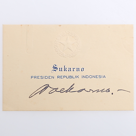 AUTOGRAPH. Sukarno (1901-1970). President of Indonesia. Books, Maps ...