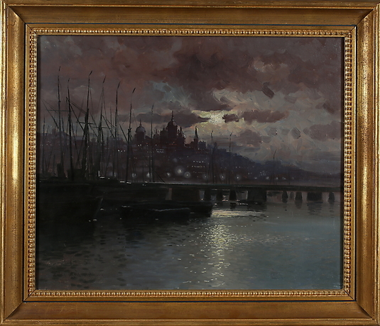 ARTHUR BIANCHINI. TILLSKRIVEN. "Södermälarstrand", Stockholm, olja på ...