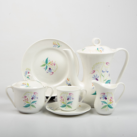 STIG LINDBERG. Coffee set, 27 pieces, bone china, "Florette ...