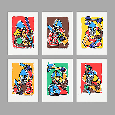 CARL-RICKARD CARLENSTIERNA. Litografier, 6 st, signerade, numrerade 28/ ...