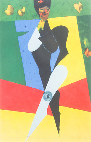 LAJOS FLESSER. Composition with woman, color lithograph, signed Flesser ...