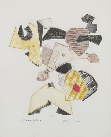 PAOLO BONI. Composition, carborundum etching, numbered 9/25, signed ...