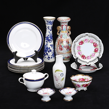 PORSLIN, 16 delar, "Carl", Duka, "Blomster", Rörstrand m m. Keramik ...