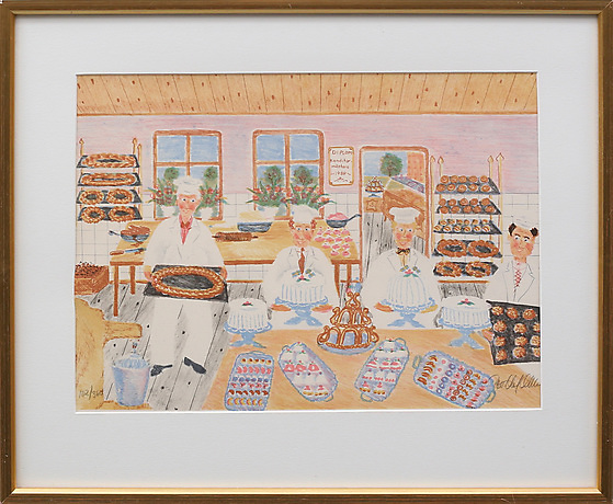 PER-OLOF OLSSON. In the bakery, color lithograph no. 102/360, signed ...