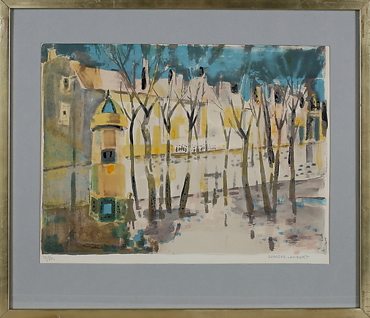 GEORGES LAMBERT. City park, lithography, numbered 27/80 and signed. Art ...