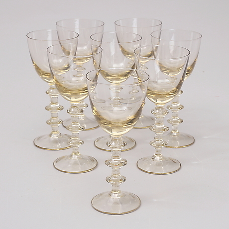 VINGLAS, 8 st, Simon Gate. Glas - Serviser - Auctionet