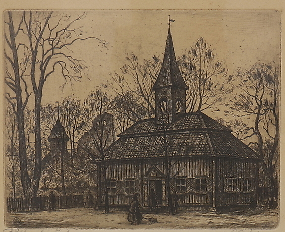 GIDEON EKHOLM. Etching, The Boathouse in Sigtuna. Art - Graphic - Auctionet
