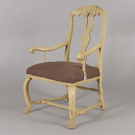 KARMSTOL, senbarock, 1700-tal. Möbler - Fåtöljer & Stolar - Auctionet