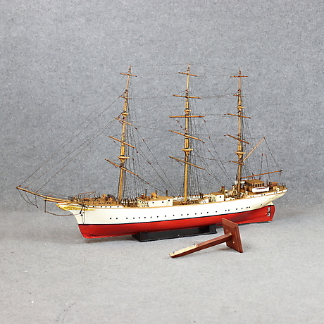 SHIP MODEL on stand, three masts, Denmark, mid 20th century ...