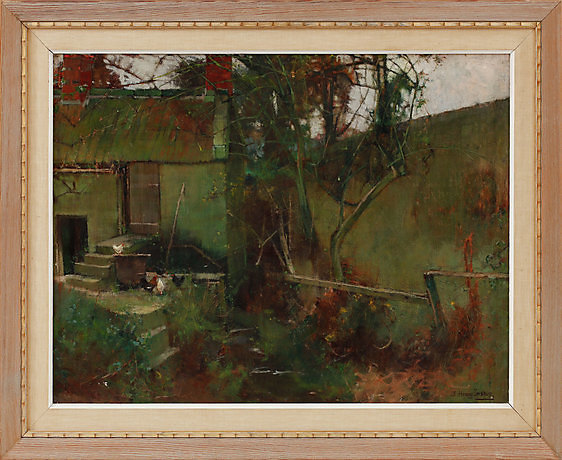 JOHN HENRY INSKIP. "A Cottage Holding", North Yorkshire. Olja på duk ...