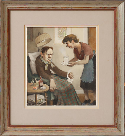 HARALD SKOGSBERG. "The cold", watercolour, sign. Art - Paintings ...