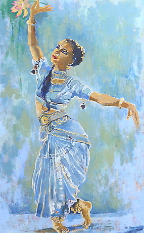 EVA BERNHOLM. "Indisk dans", olja på duk, signerad och daterad -07 ...