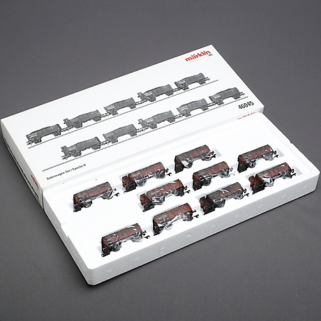 MÄRKLIN 46045 tågsats med 10 vagnar lastade med kol. originalkartonger ...