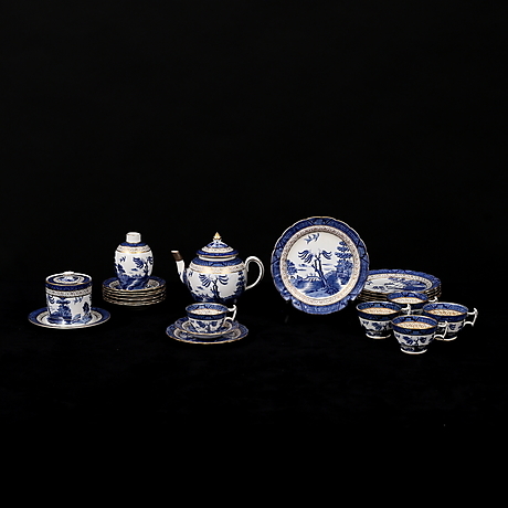 TEA SET, flintware, 22 pieces, "Real Old Willow", Booths, England, 1906 ...