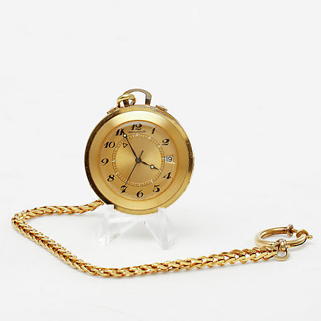 POCKET WATCH / ALARM CLOCK, Jaeger-Le Coultre, Memovox. Yellow metal ...