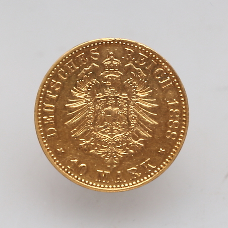 GOLD COIN, 10 marks, Germany, 1888, weight approx. 4 grams. Coins ...