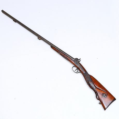 Reciprocating GUN, double barrel, for shot, marked Canon Damas, 19th ...