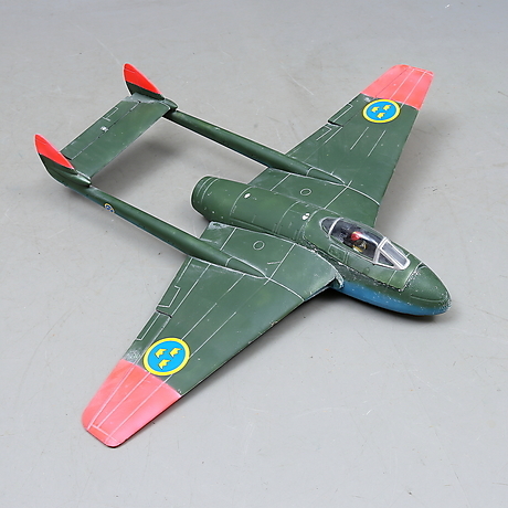 MODELLFLYGPLAN, jaktplan, J28A, de Havilland Vampire,England/Sverige. Leksaker - Auctionet