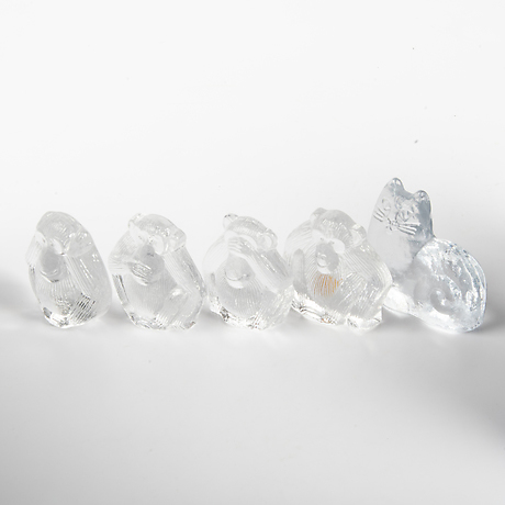 LISA LARSON. Figuriner, 5 stycken, glas, Royal Krona samt Eda Kristall ...